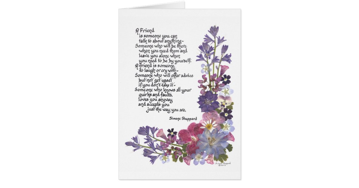 Friendship poem card | Zazzle.com