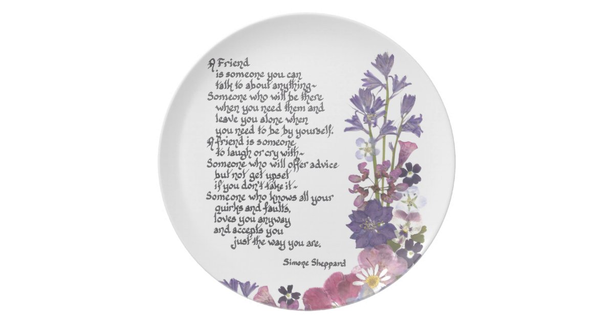Friendship poem dinner plate | Zazzle
