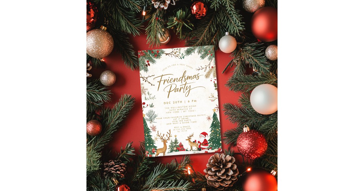 Friendsmas Christmas Holiday Party Invitation | Zazzle