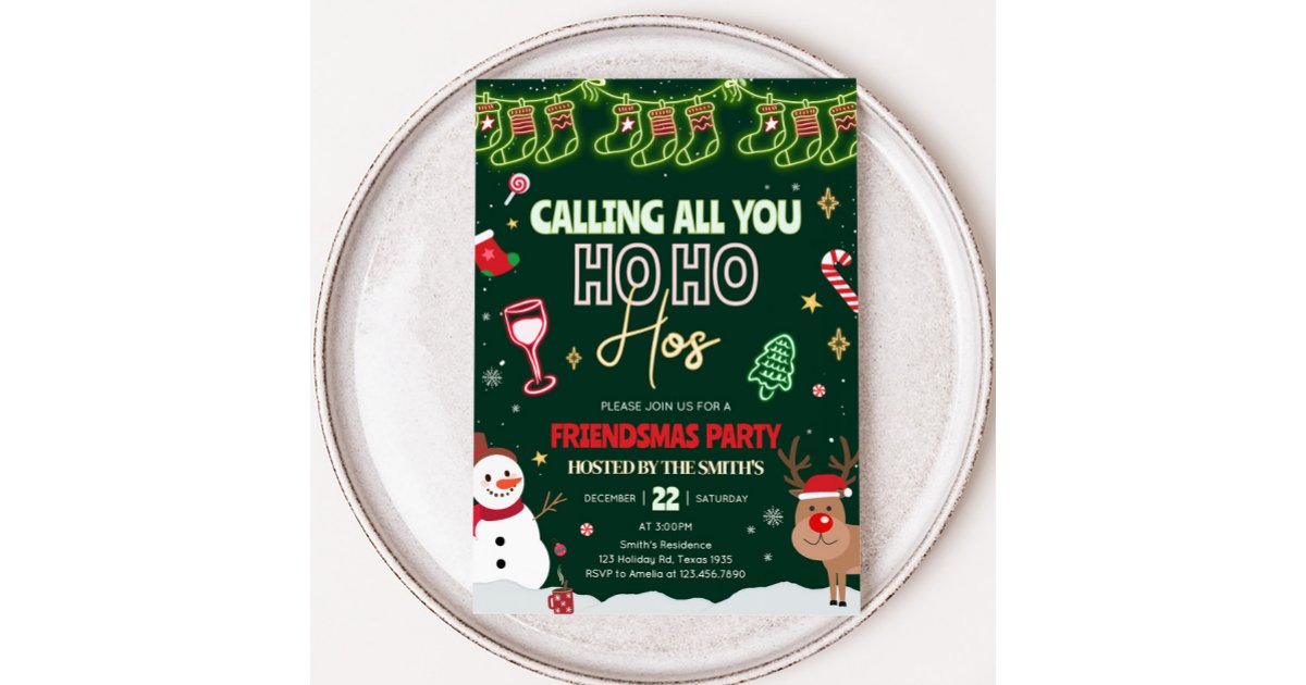 Friendsmas Ho Ho Christmas Party Invitation | Zazzle