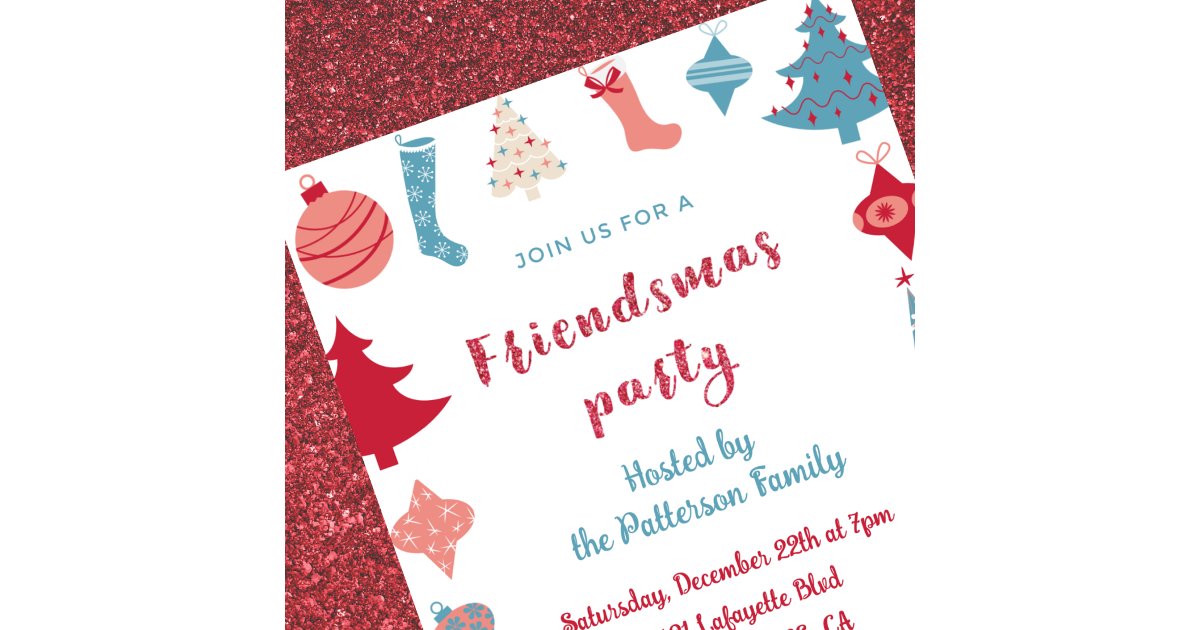 Friendsmas invitations Christmas trees | Zazzle