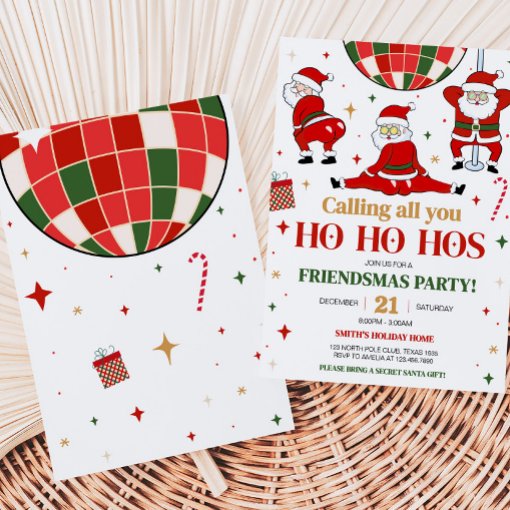 Friendsmas Santa Funny Christmas Party Invitation | Zazzle