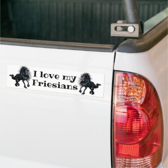 Friesian, black stallion, I love my Friesians Bumper Sticker | Zazzle