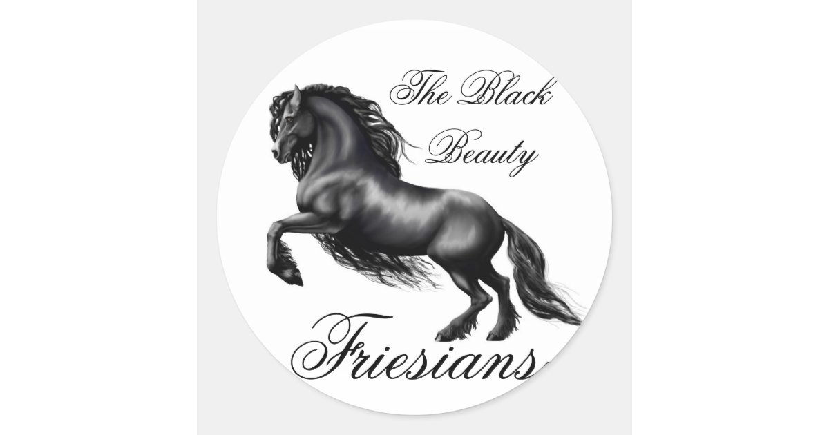 Friesians, black letter classic round sticker | Zazzle