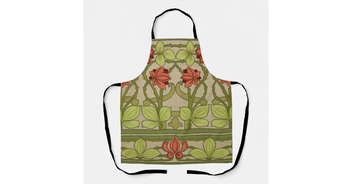 Frieze Border Art Nouveau Floral Apron | Zazzle