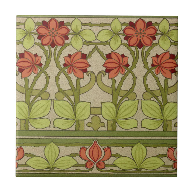 Frieze Border Art Nouveau Floral Ceramic Tile | Zazzle