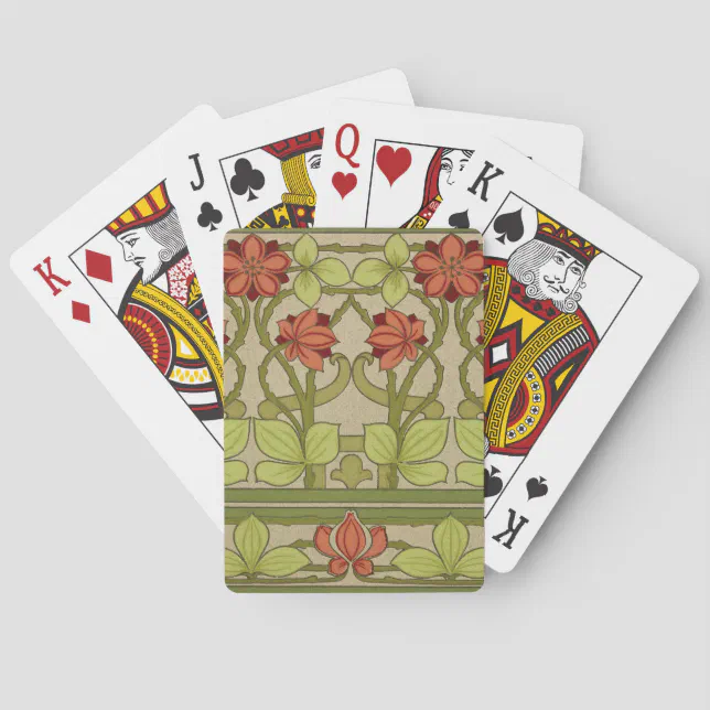 Frieze Border Art Nouveau Floral Poker Cards | Zazzle