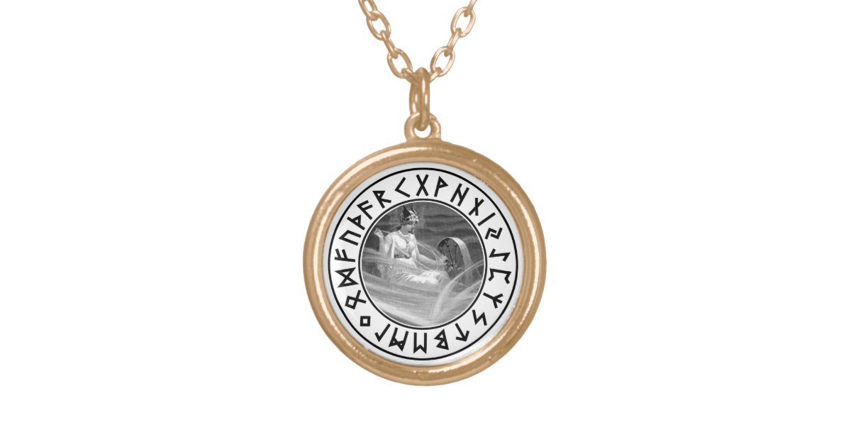 Frigg Rune Shield Gold Plated Necklace | Zazzle