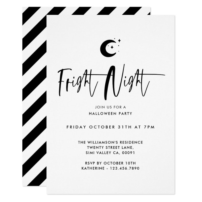 Fright Night Black Moon, Minimal Halloween Party Invitation | Zazzle.com