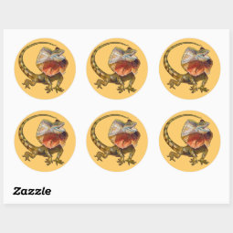 frill necked lizard classic round sticker | Zazzle