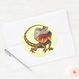 frill necked lizard classic round sticker | Zazzle