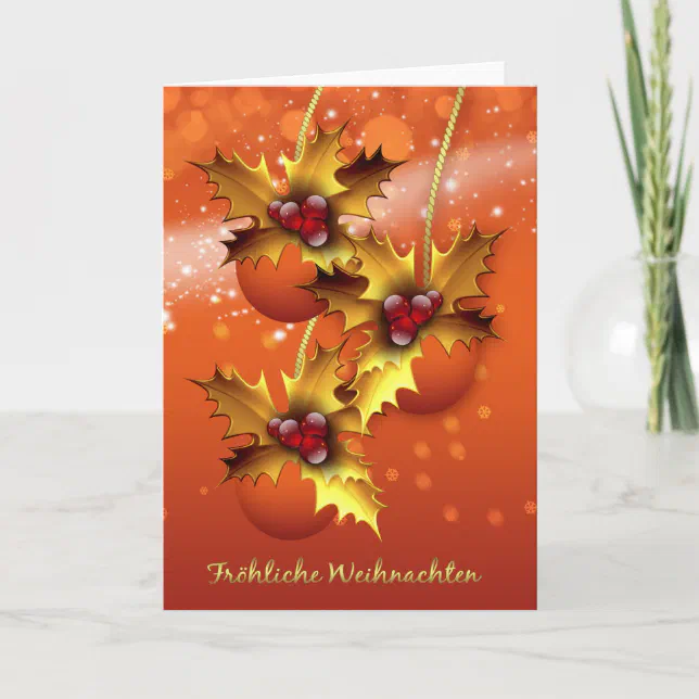 Froehliche Weihnachten Stylish German Christmas Holiday Card | Zazzle