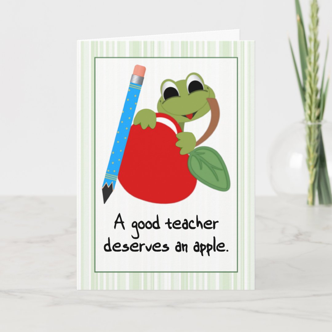 Frog and Apple Good Teacher Appreciation Thank You | Zazzle
