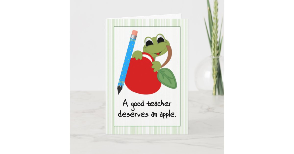 Frog and Apple Good Teacher Appreciation Thank You | Zazzle