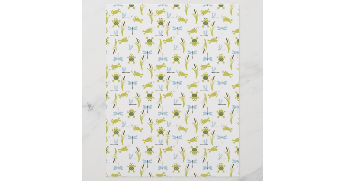 Frog and Dragonfly Scrapbook Paper | Zazzle