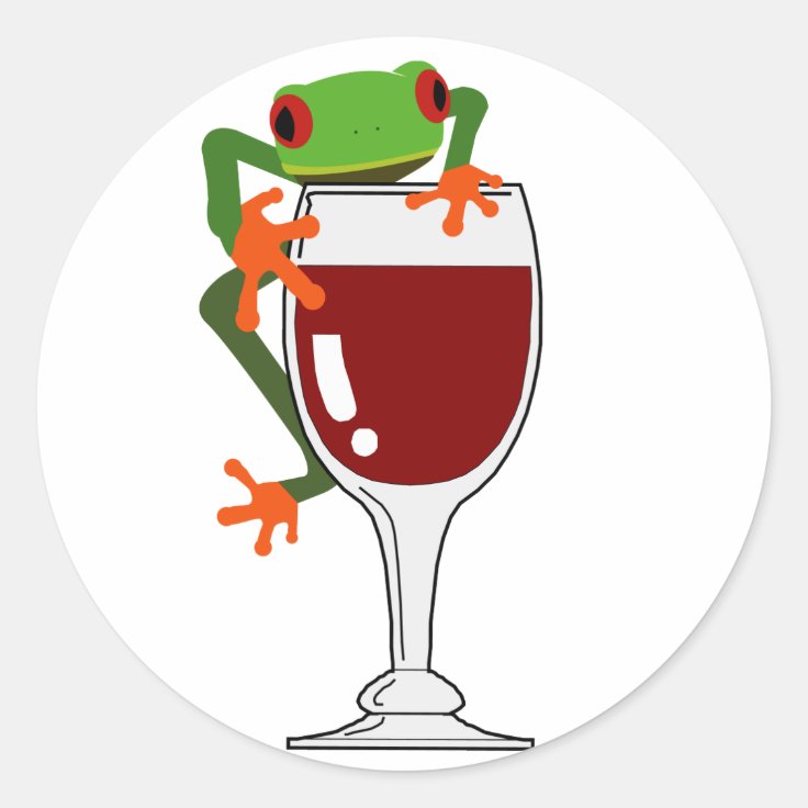 Frog and Wine Classic Round Sticker | Zazzle