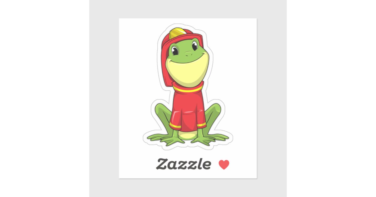 Frog as Firefighter with Helmet Sticker | Zazzle