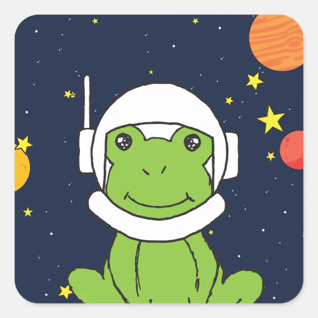 Frog Astronaut Animal With Space Helmet Clipart Square Sticker | Zazzle