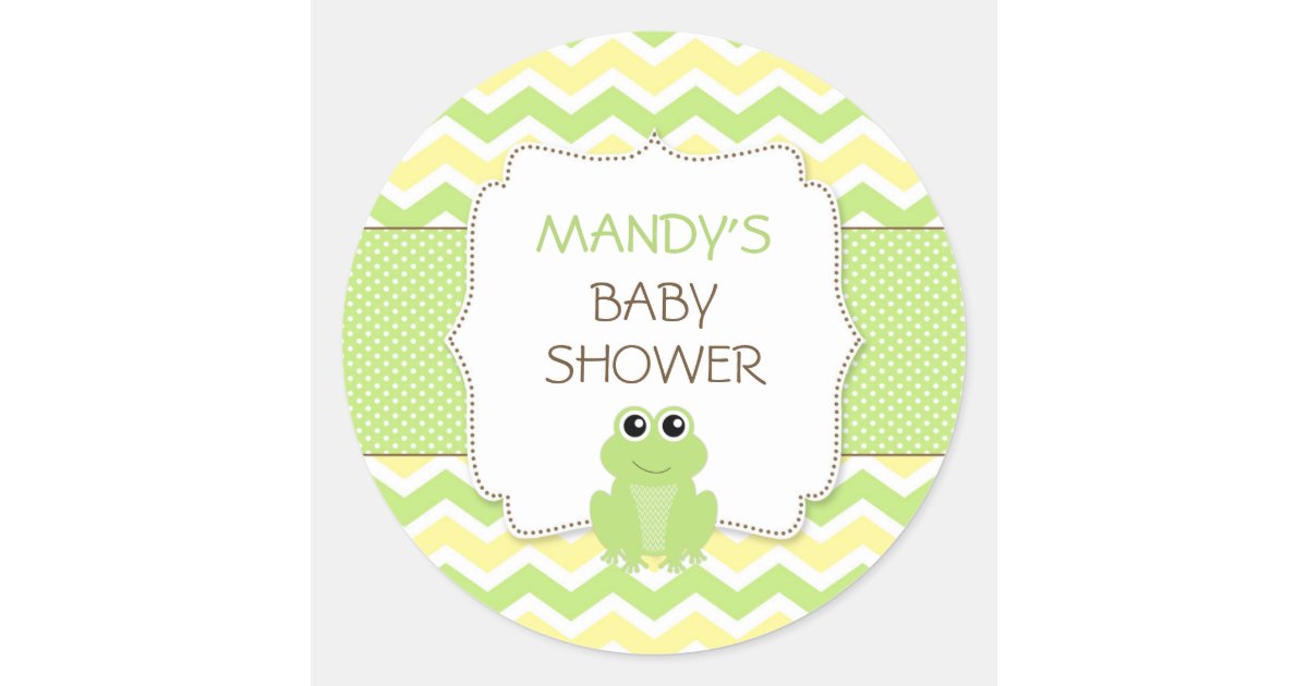Frog Baby Shower favor stickers, birthday party Classic Round Sticker ...