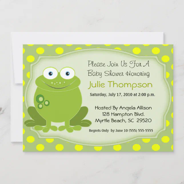 Frog Baby Shower Invitation | Zazzle