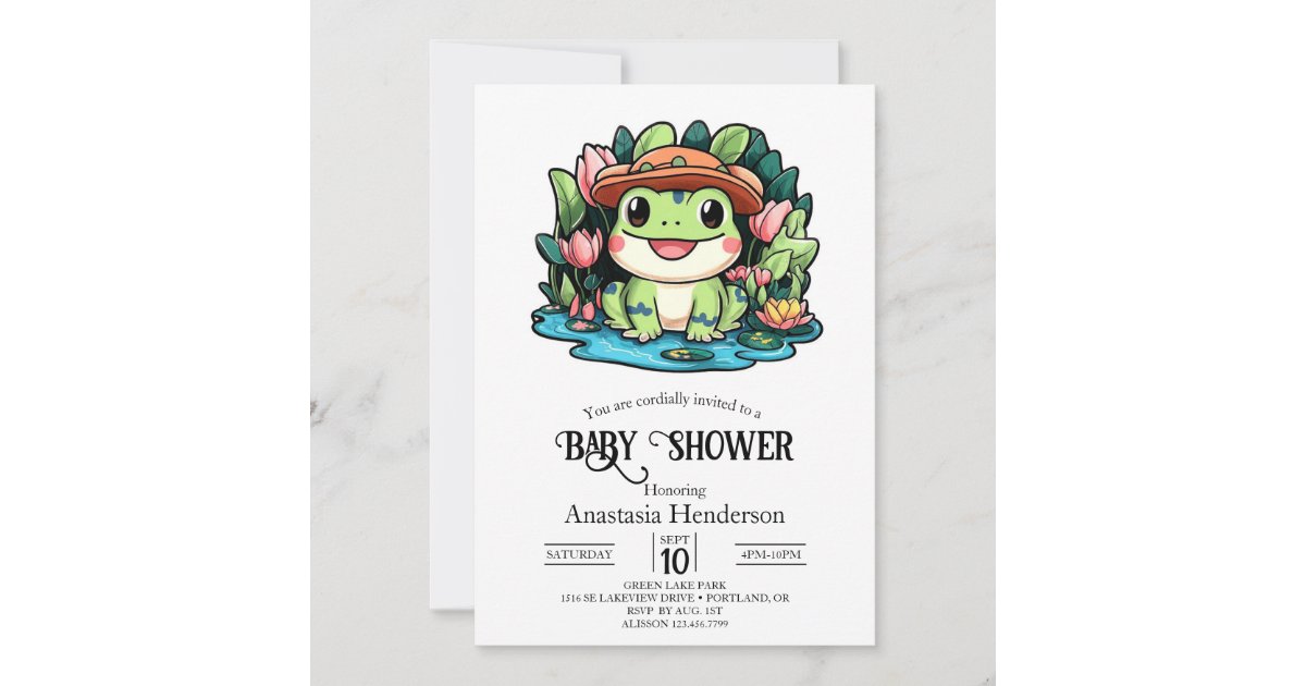 Frog Baby Shower Invitation | Zazzle