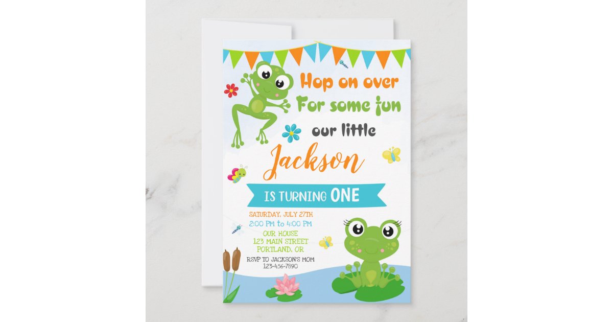 Frog birthday invitation Green reptile invitation | Zazzle