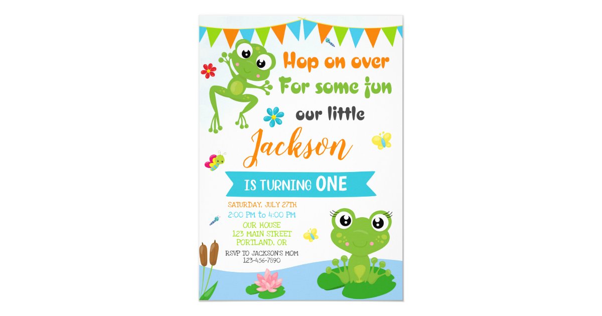 Frog birthday invitation Green reptile invitation | Zazzle.com