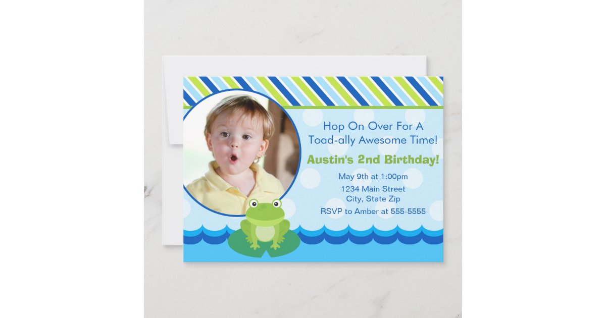 Frog Birthday Invitation Photo Card | Zazzle