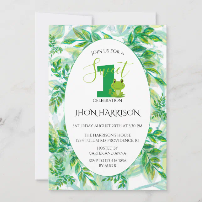 Frog birthday party Froggy theme invitation | Zazzle