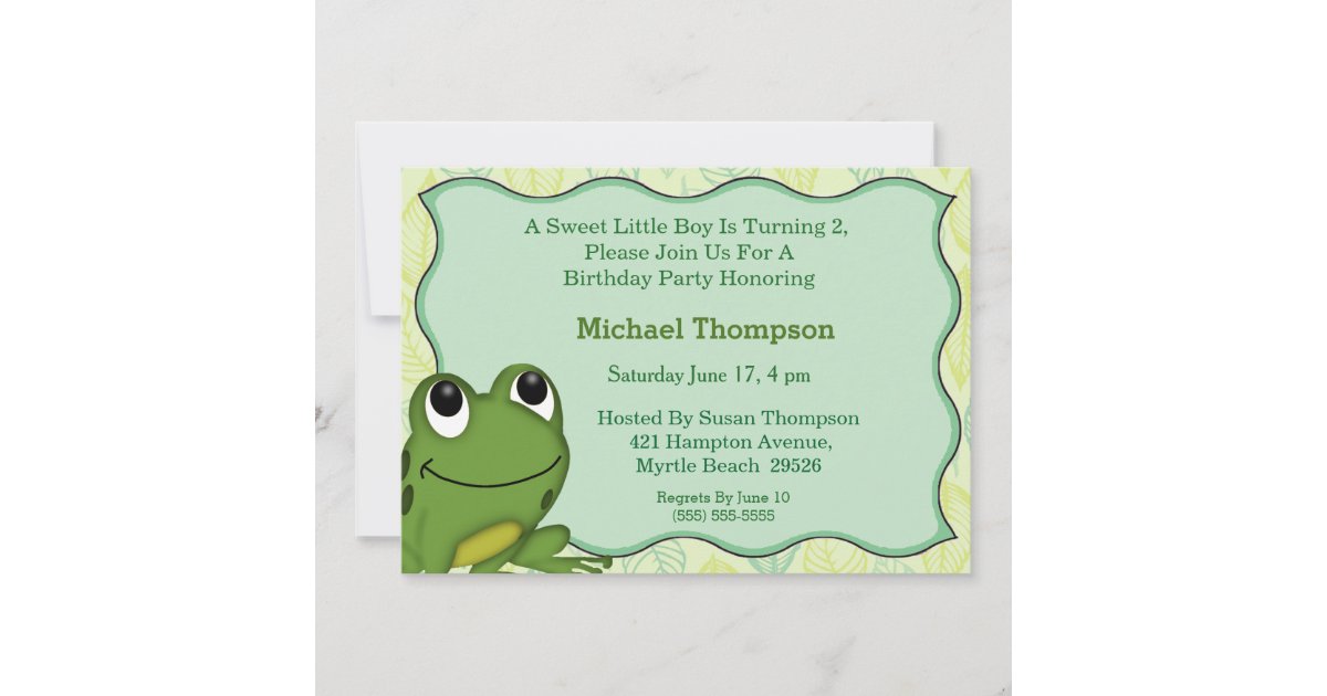 Frog Birthday Party Invitation | Zazzle