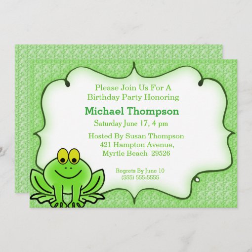 Frog Birthday Party Invitation | Zazzle