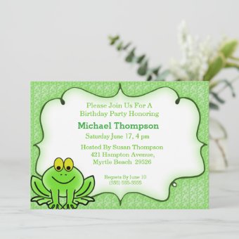 Frog Birthday Party Invitation | Zazzle