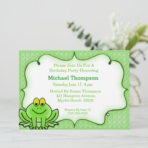 Frog Birthday Party Invitation | Zazzle