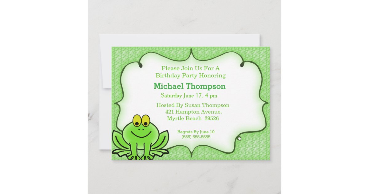 Frog Birthday Party Invitation | Zazzle