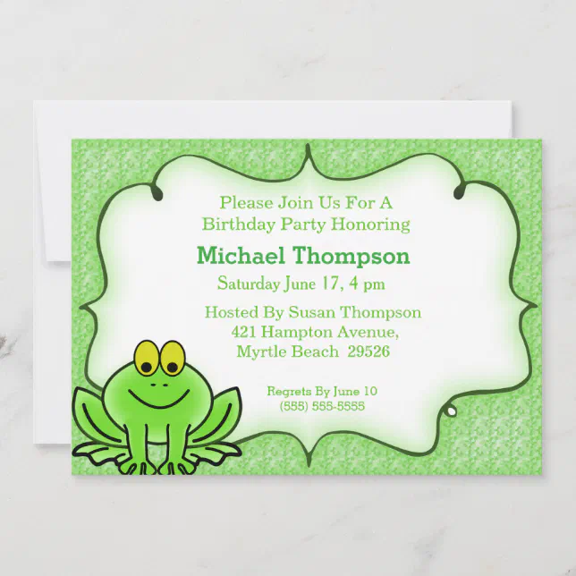 Frog Birthday Party Invitation | Zazzle