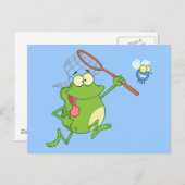 Frog Chasing Fly With Net Postcard | Zazzle