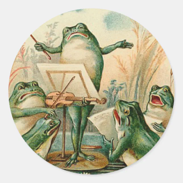 Frog Chorus Vintage Illustration Classic Round Sticker | Zazzle