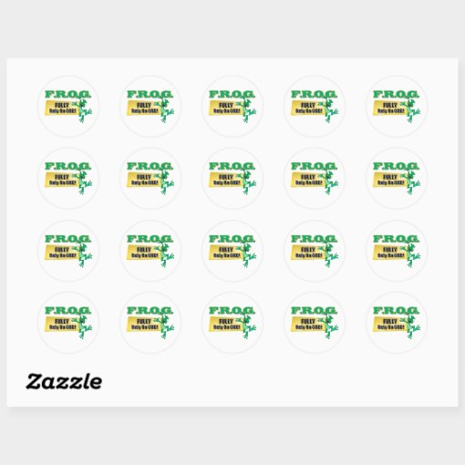 FROG CHRISTIAN ACRONYM FULLY RELY ON GOD CLASSIC ROUND STICKER | Zazzle