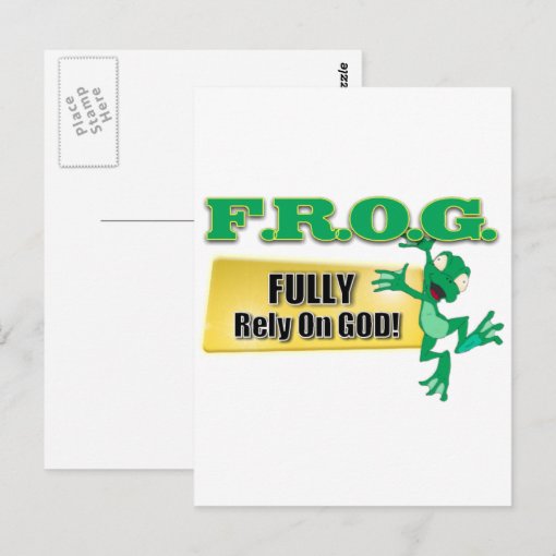 FROG CHRISTIAN ACRONYM FULLY RELY ON GOD POSTCARD | Zazzle