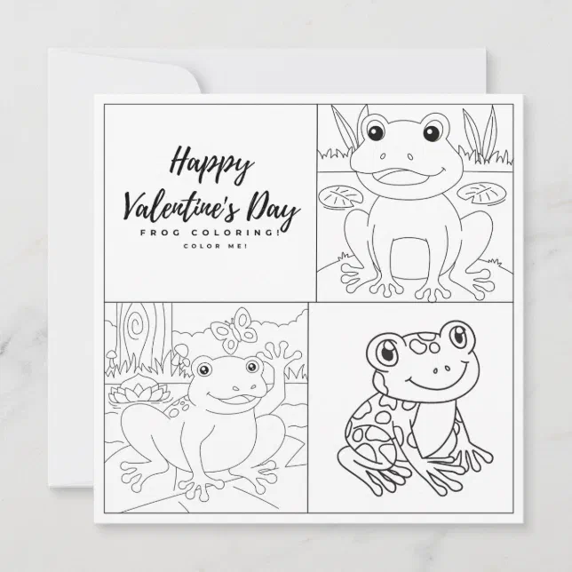 Frog Coloring Page Kid Boy Card Happy Valentine's | Zazzle