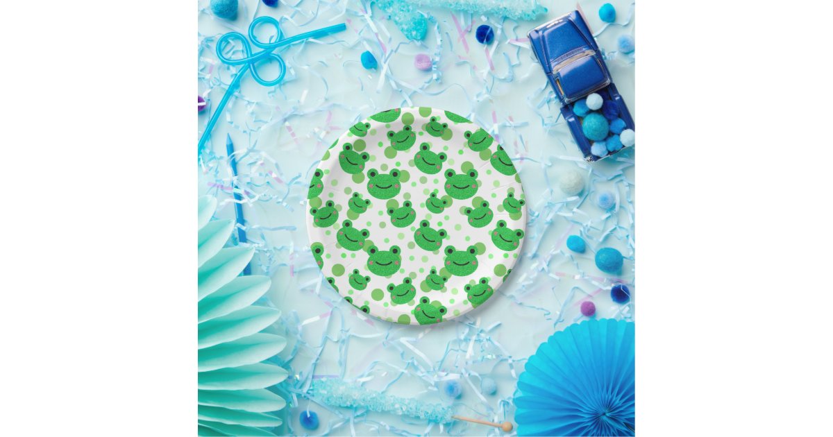 Frog Confetti Kids Birthday Party Paper Plates | Zazzle