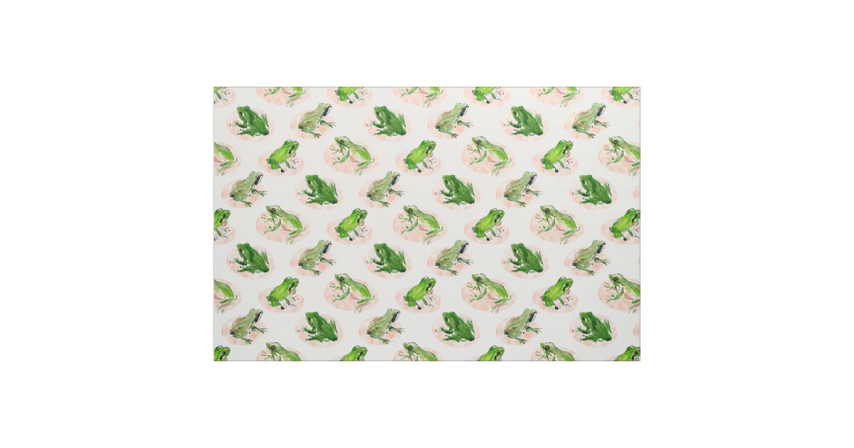 FROG FLOAT Cute Watercolor Frogs Fabric | Zazzle