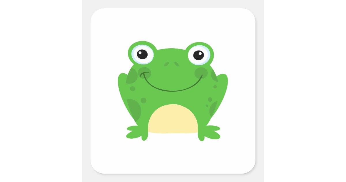 Frog Frogs Amphibian Green Cute Cartoon Animal Square Sticker | Zazzle