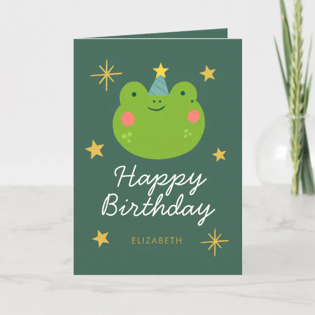 Frog Happy Birthday Cute Card | Zazzle