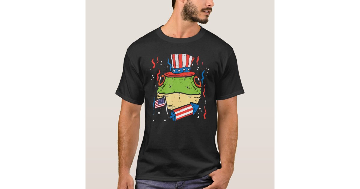 Frog Head Us Flag Hat Cute 4th Of July Patriot Men T-Shirt | Zazzle