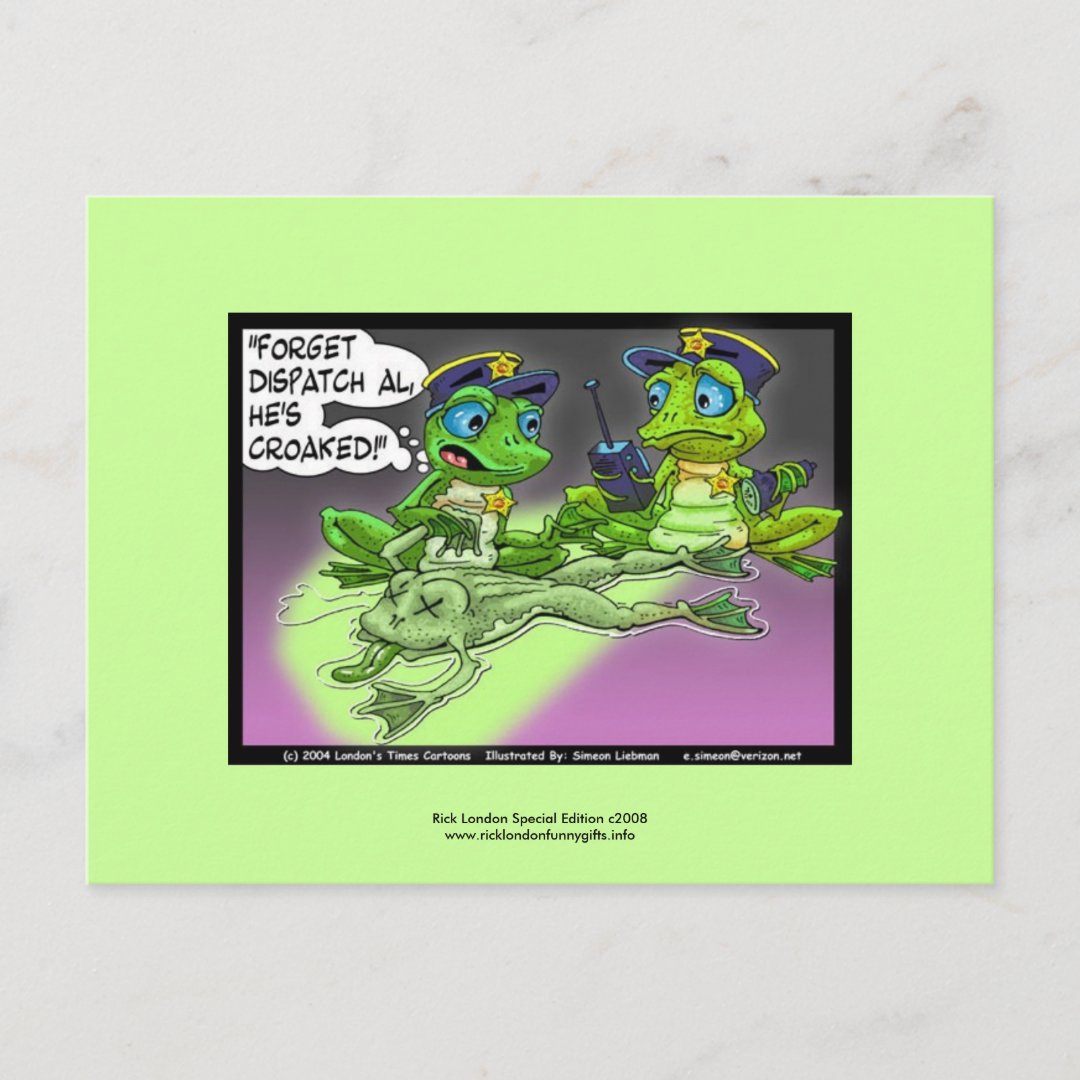 Frog Homicide Police Cartoon On Funny Postcards | Zazzle