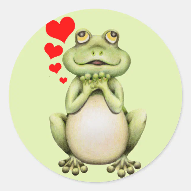 Frog Love Drawing Classic Round Sticker | Zazzle