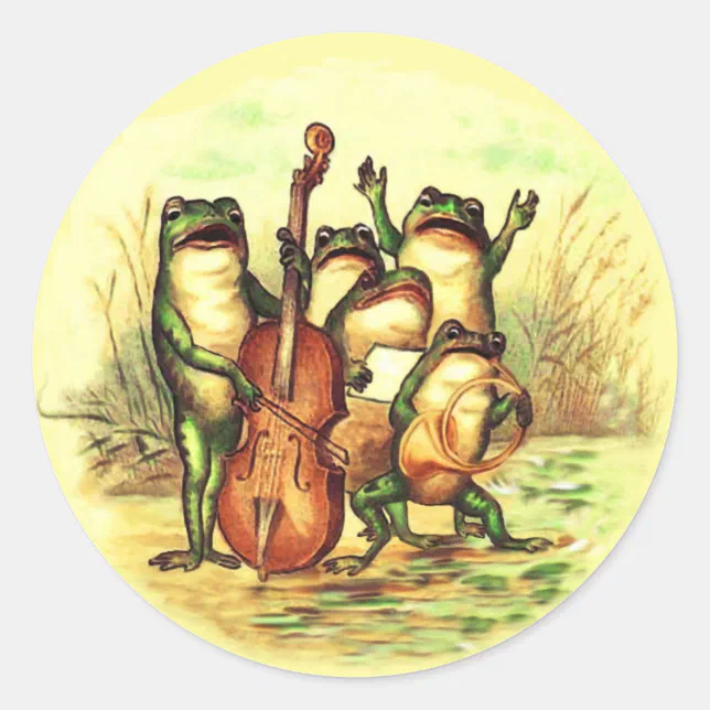 Frog Musicians Band Orchestra with Singers Classic Round Sticker | Zazzle