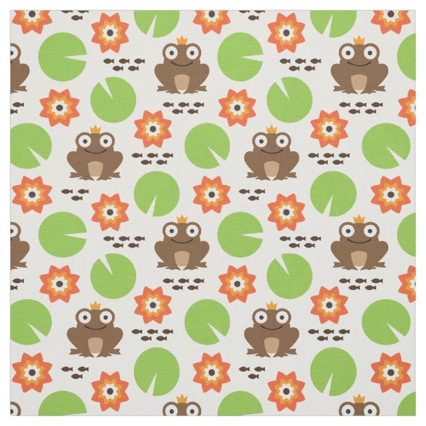 Cute Frog Pattern Fabric | Zazzle