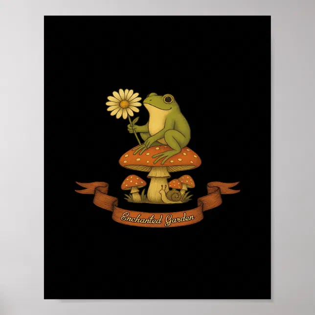Frog of the Garden Fairycore Cottagecore Frog Poster | Zazzle
